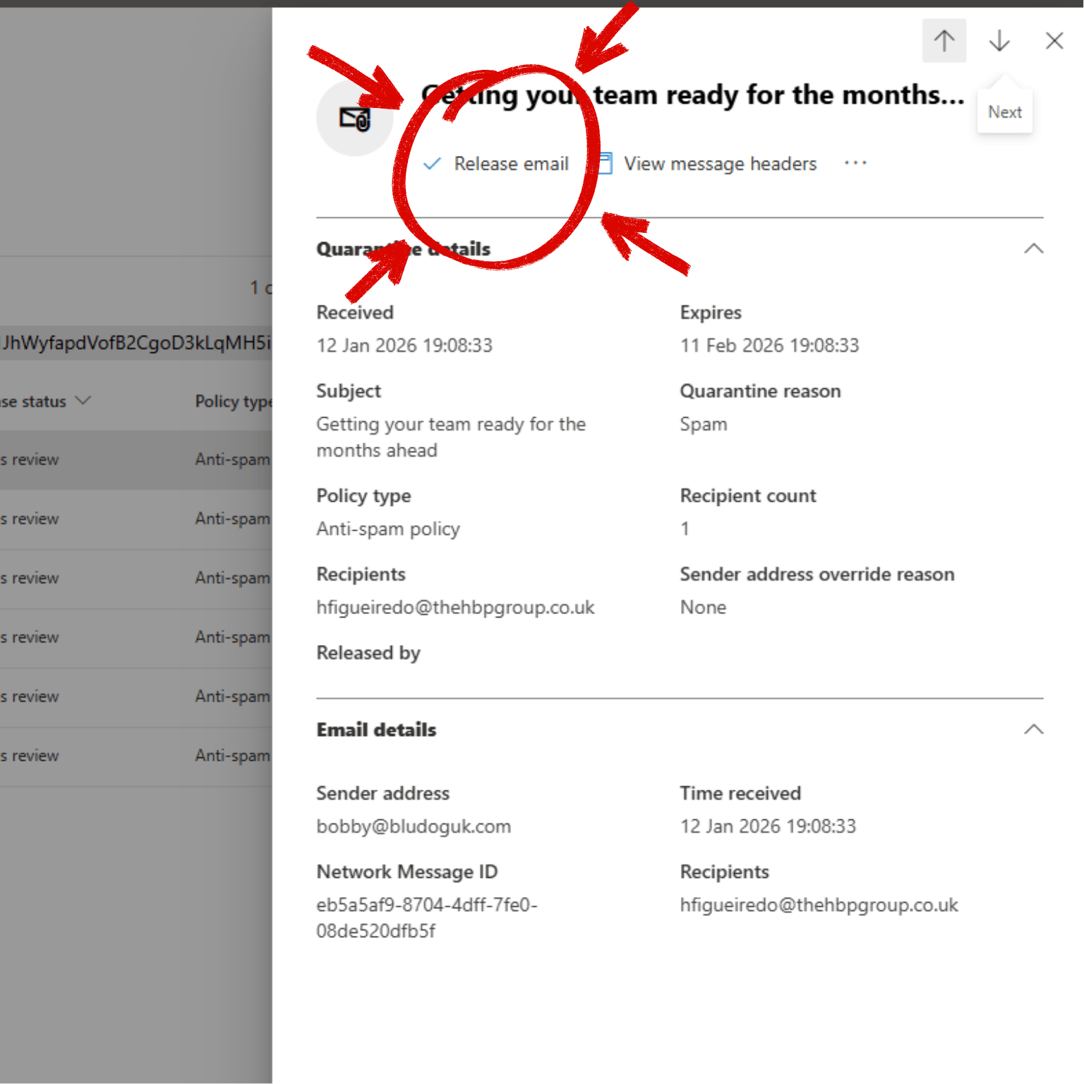 Safely Releasing Quarantined Emails in Microsoft Defender